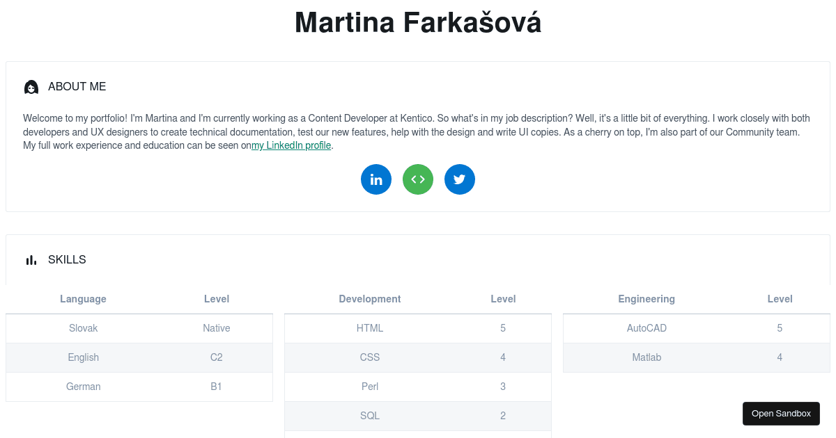 Workshop Portfolio template - Codesandbox