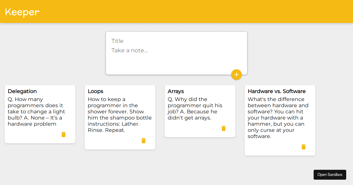 keeper-app-part-1-starting - Codesandbox