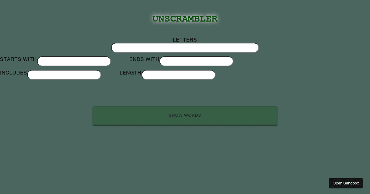 Unscrambler - Codesandbox
