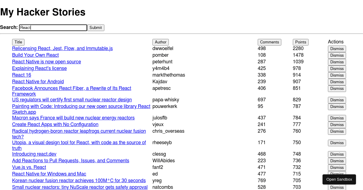 hacker-stories - Codesandbox