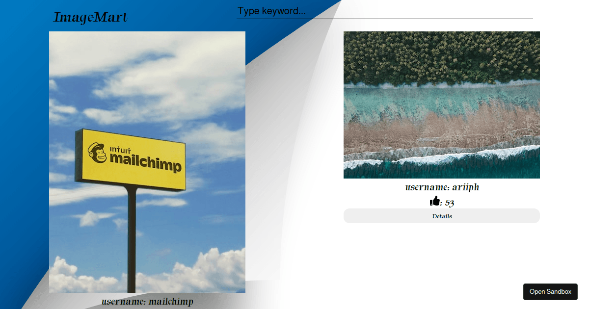 image-gallery-app-reactJS - Codesandbox