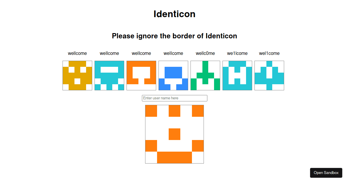 identicon-square - Codesandbox