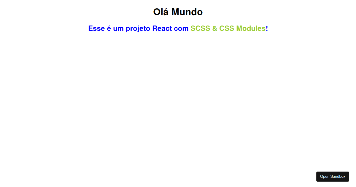 Exemplo de React com SCSS e CSS Modules - Codesandbox