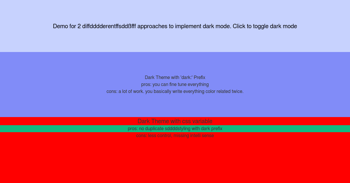 Different ways to implement Dark Mode in Tailwind (forked) - Codesandbox