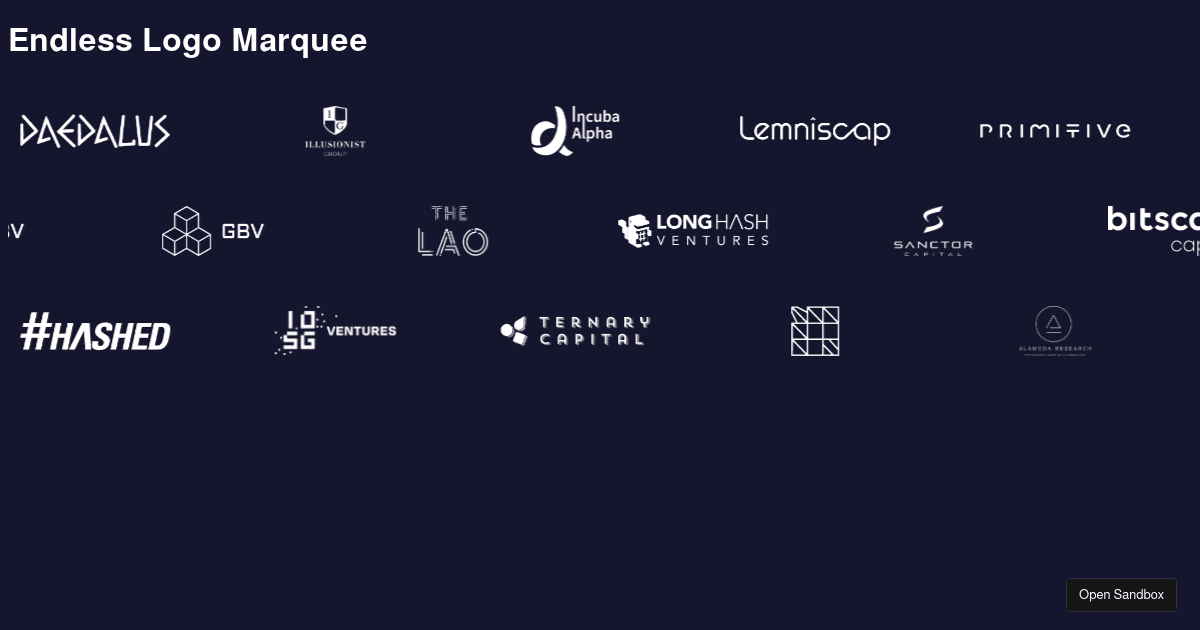 Endless Logo Marquee - Codesandbox
