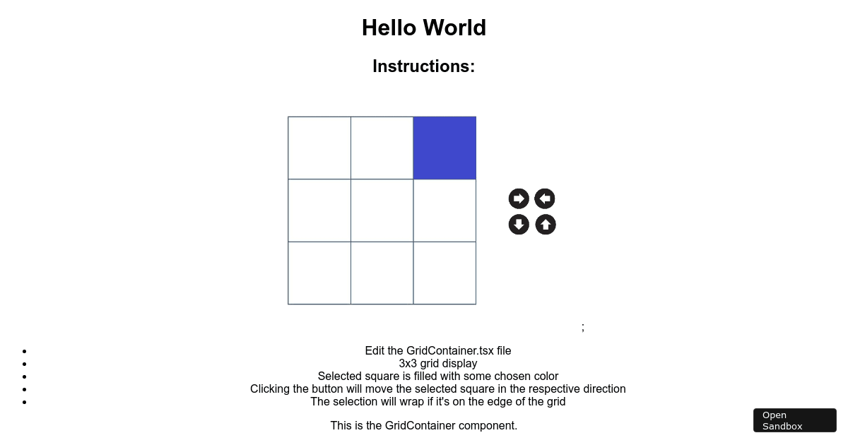 SW Grid Pair Programming Exercise - Codesandbox