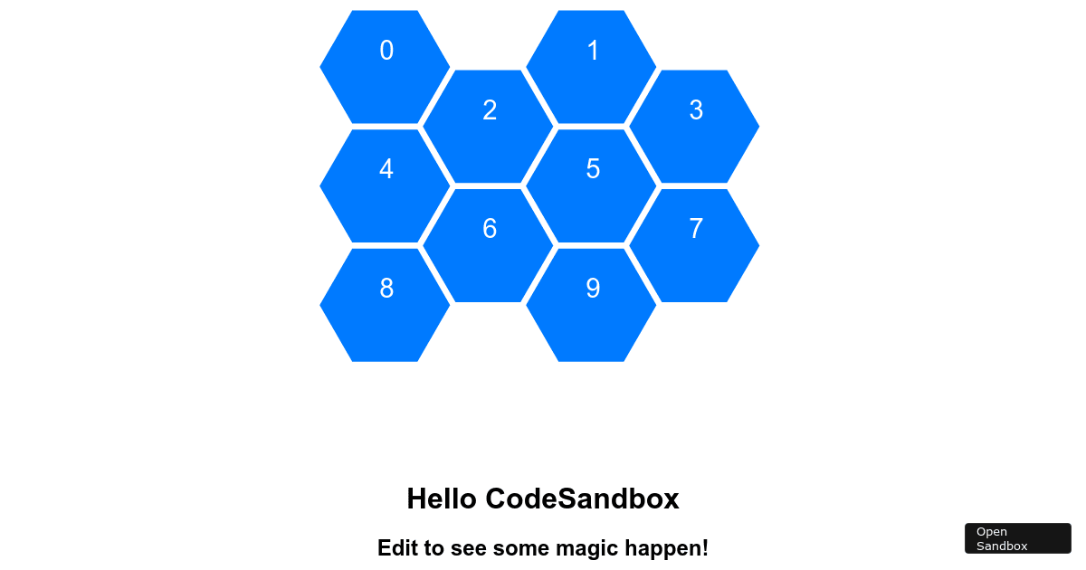 Hexagons in React (forked) - Codesandbox