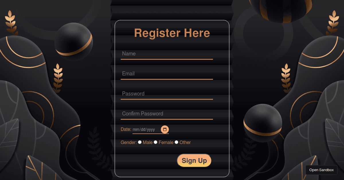 Registration Form with CSS - Codesandbox