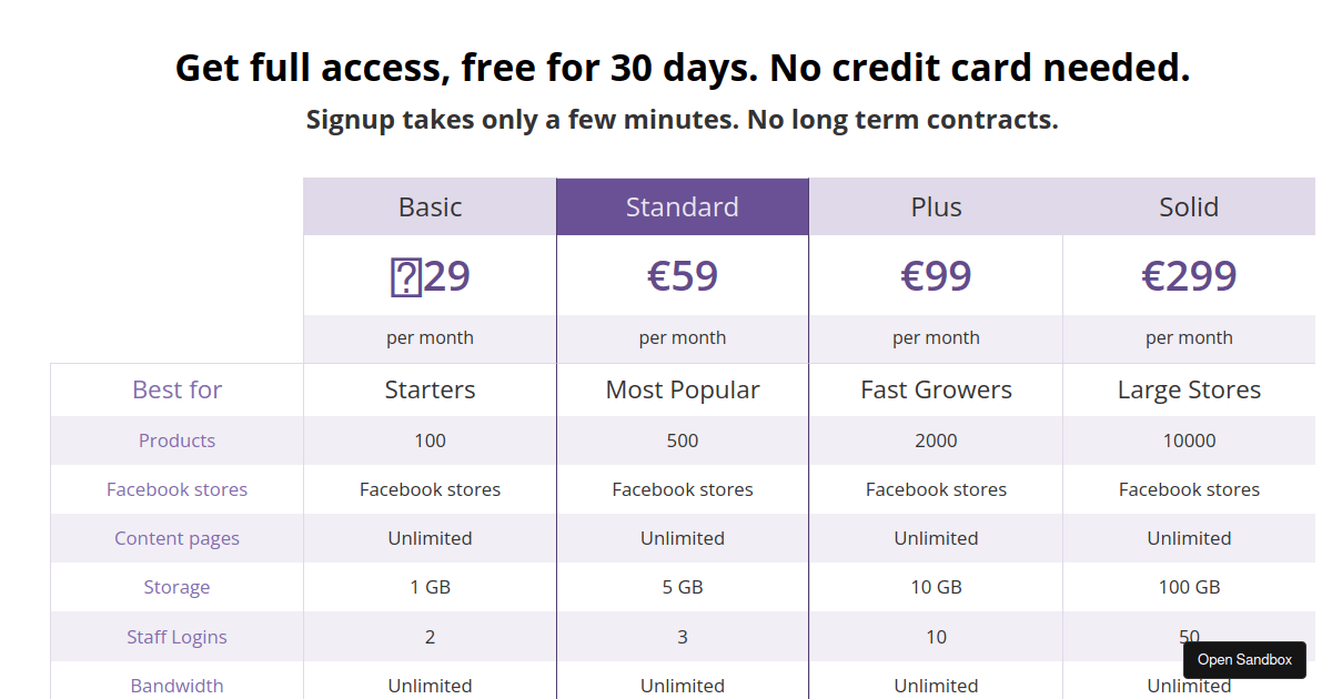 pricing table react - Codesandbox