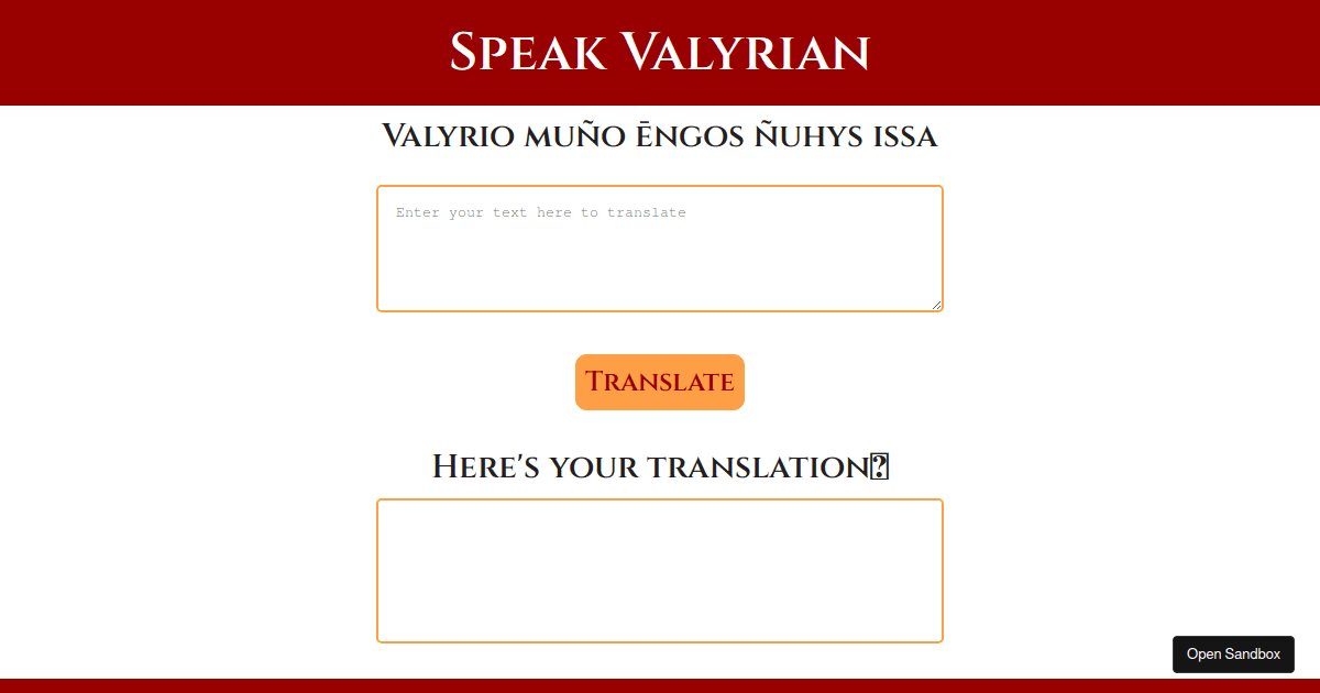 dhrupotter/valyrian-translator - Codesandbox