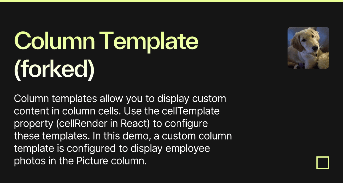 Column Template (forked) - Codesandbox