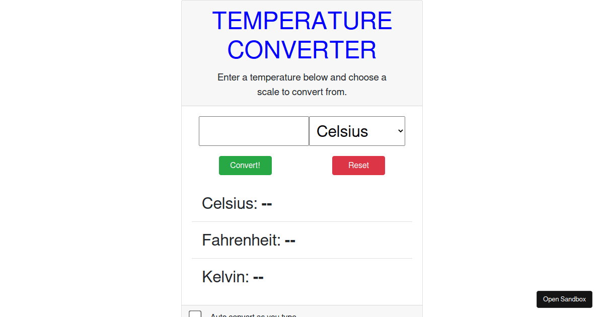 Temperature Converter - Codesandbox