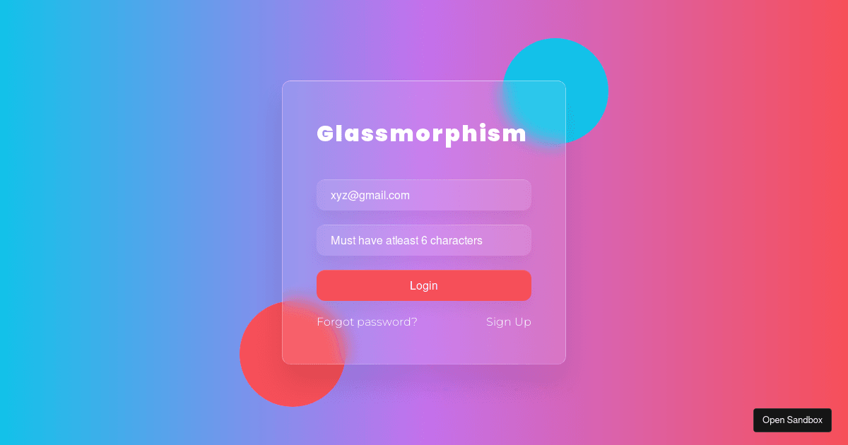 Glassmorphic form - Codesandbox
