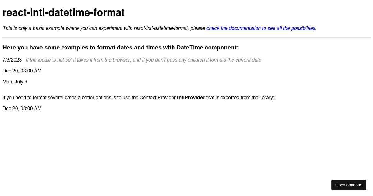 React Intl Datetime Format Forked Codesandbox