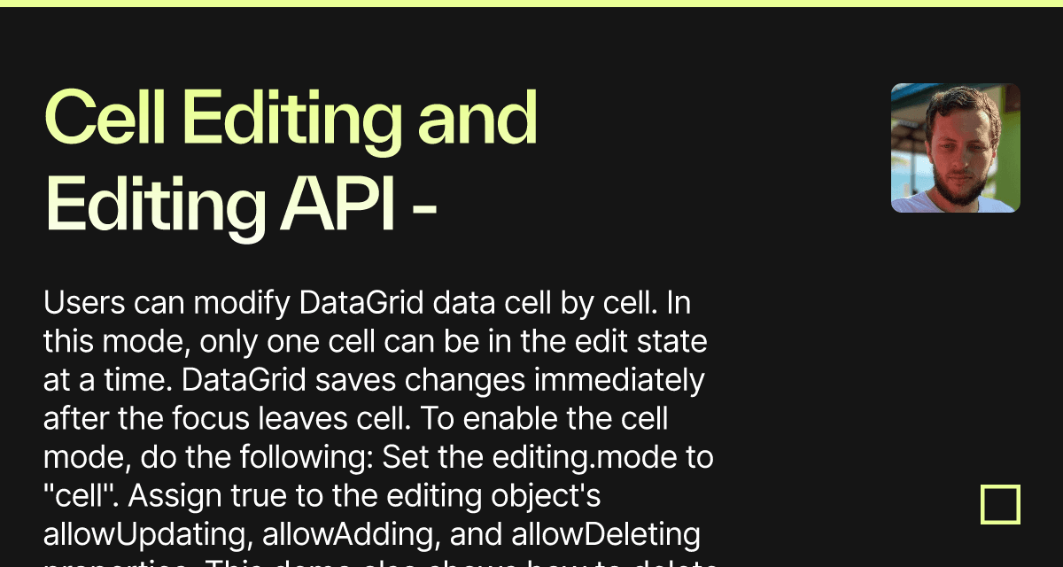 Cell Editing and Editing API - DevExtreme Data Grid (forked) - Codesandbox