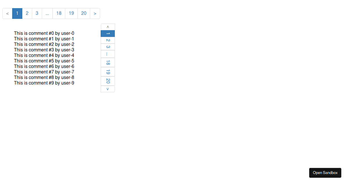 React-Paginate horizontal & vertical in sync - Codesandbox