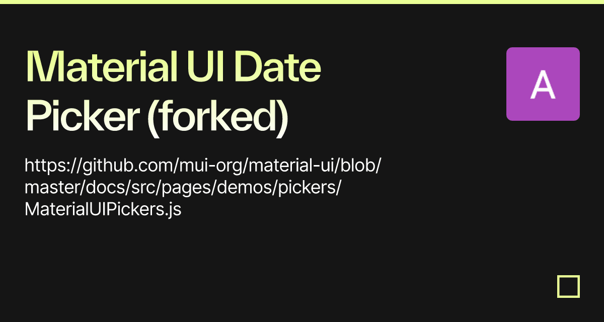 Material UI Date Picker (forked) - Codesandbox