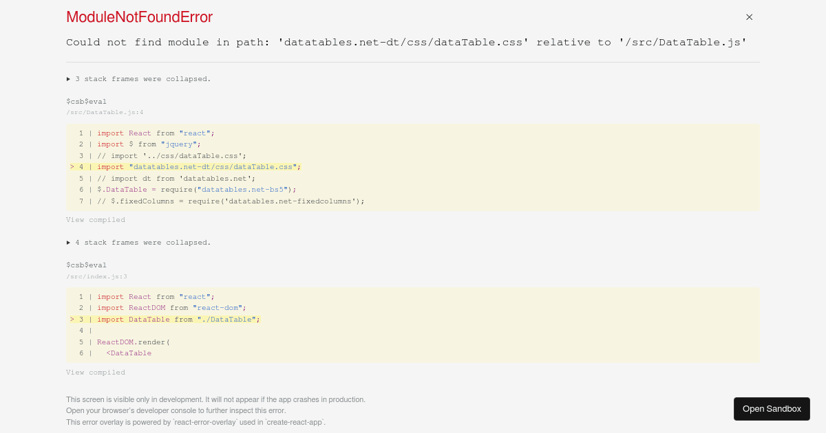 React Forked Codesandbox