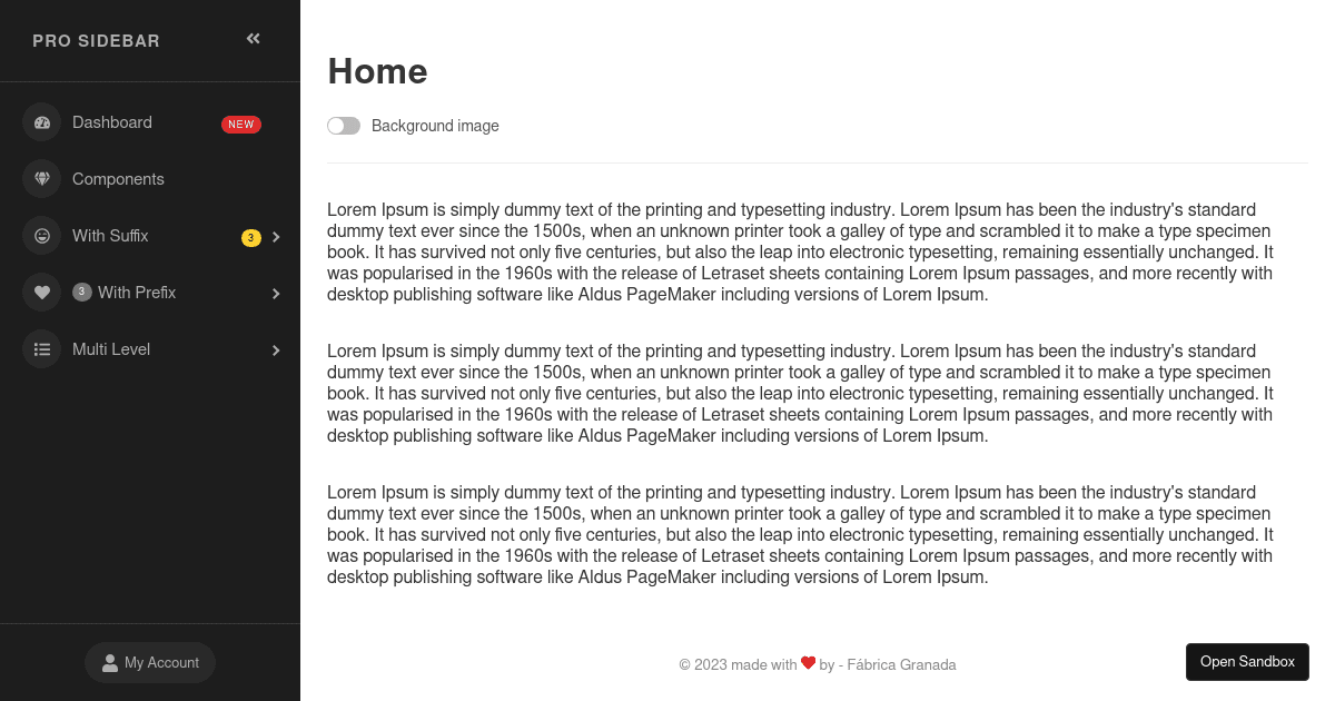 react-sidebar-routing - Codesandbox