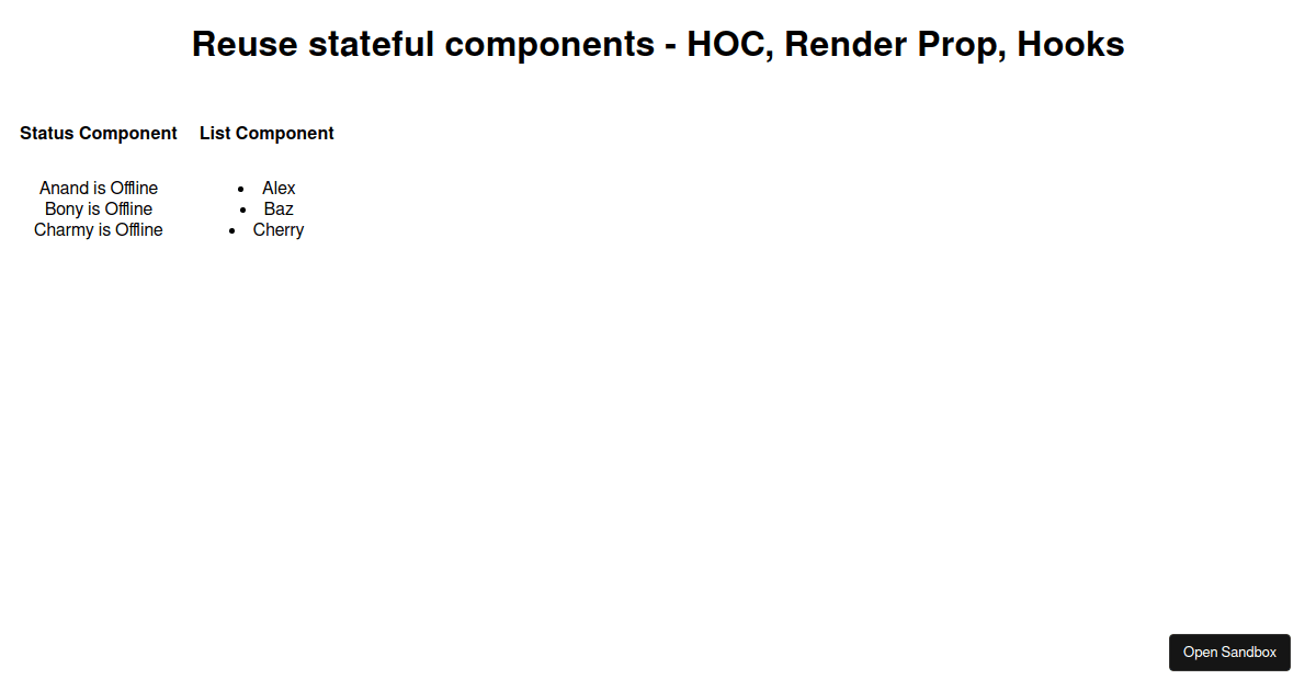 Reuse stateful components - Codesandbox