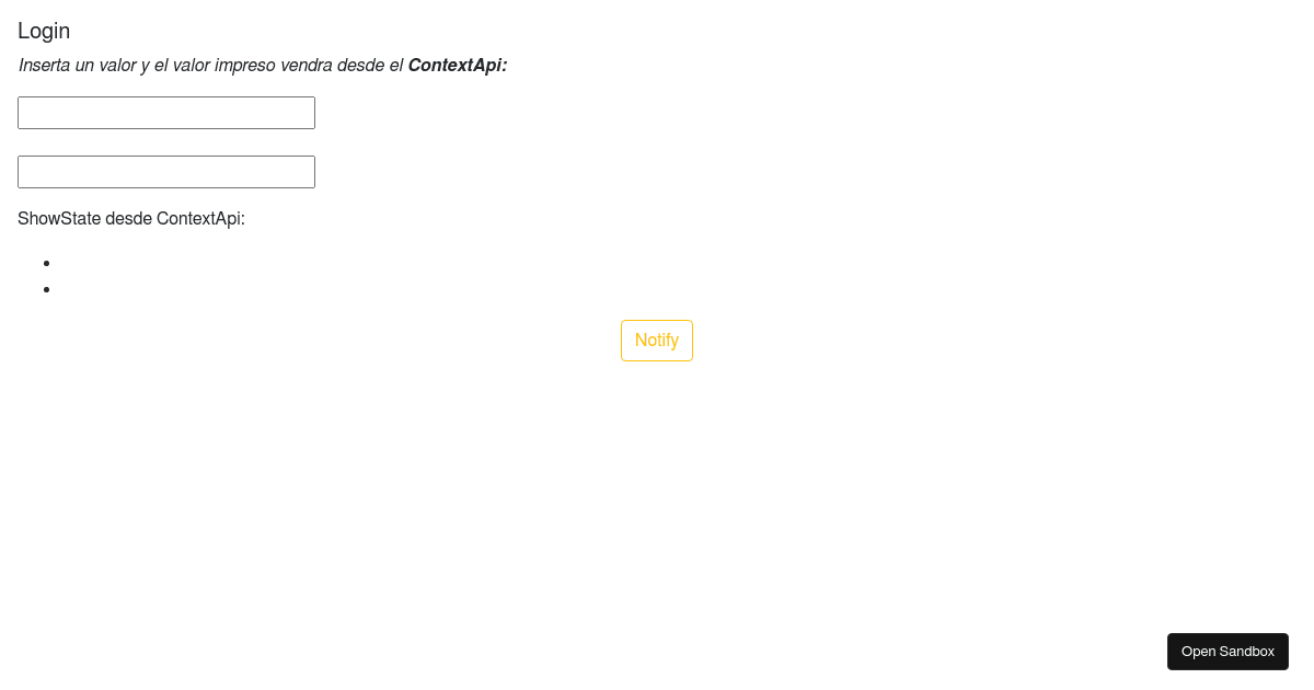 ContextAPI & Notification tuto - Codesandbox