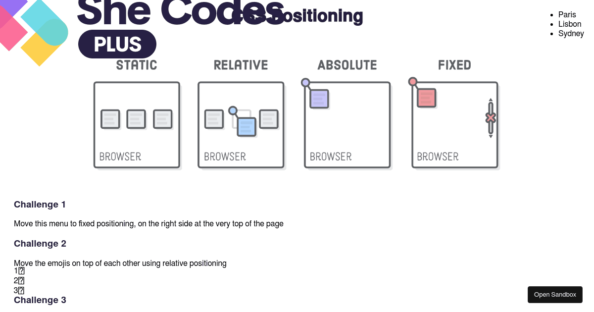 CSS Positioning (forked) - Codesandbox