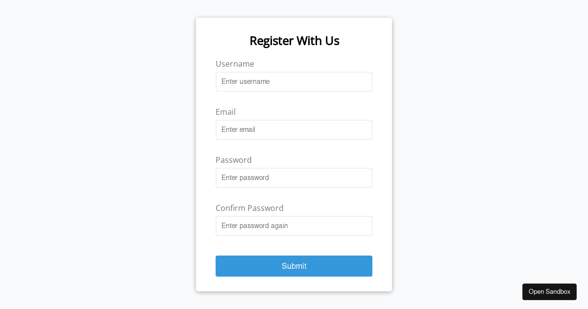 Form Validation Codesandbox