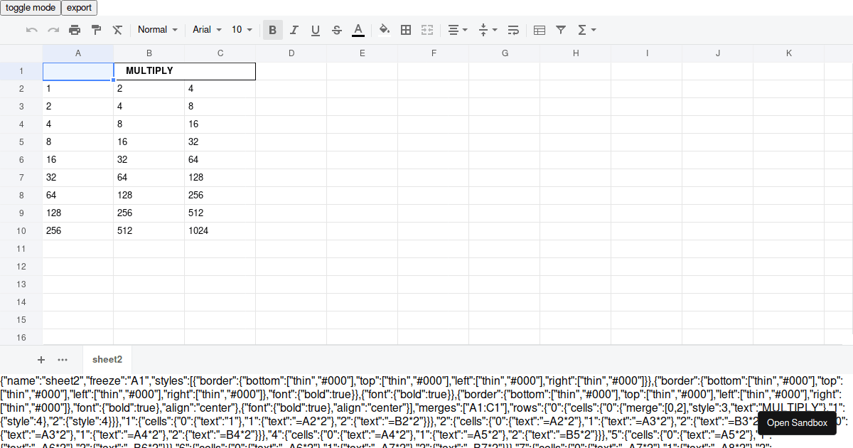 x-spreadsheet react (forked) - Codesandbox
