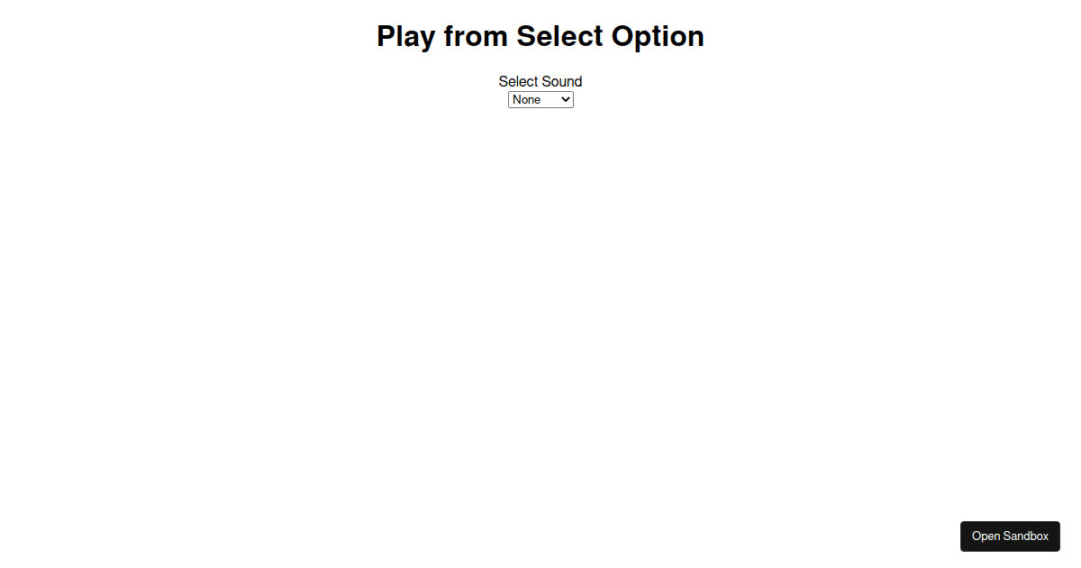 Play sound from select option - Codesandbox