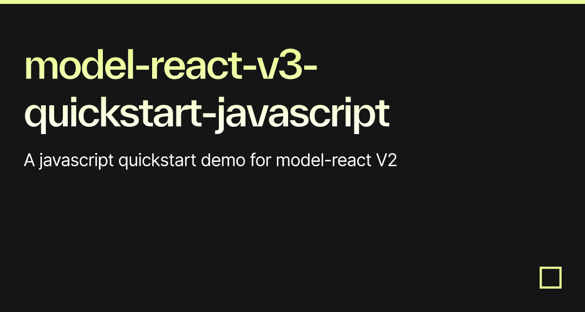 Model React V3 Quickstart Javascript Codesandbox