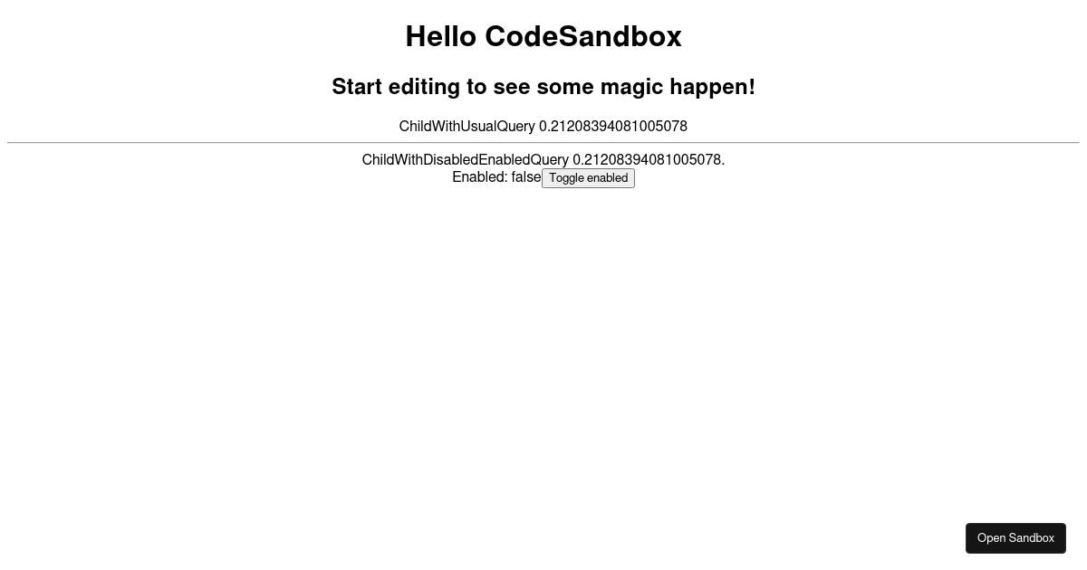 Enabled React Query Possible Bug Codesandbox