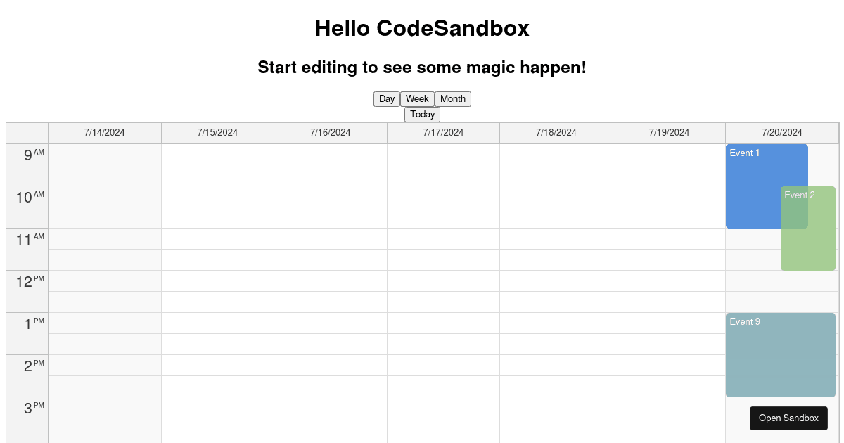 daypilot/daypilot-lite-react (Best so far)) - Codesandbox