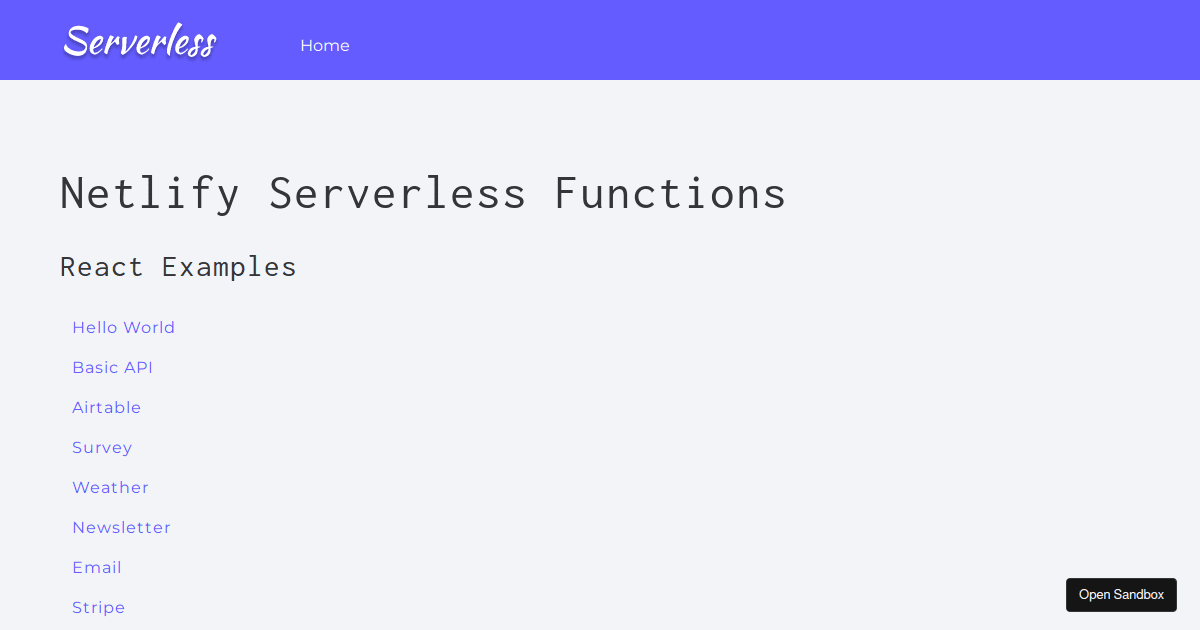 serverless - Codesandbox