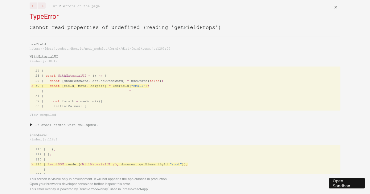 Material Ui And Formik Error Handling Demo Codesandbox