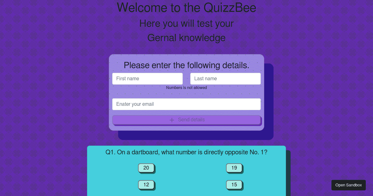 Online quiz - Codesandbox