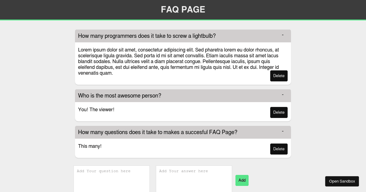 React Js Accordion Interview Question Codesandbox