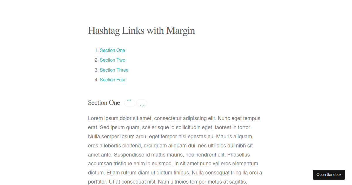 link hash no scroll - Codesandbox