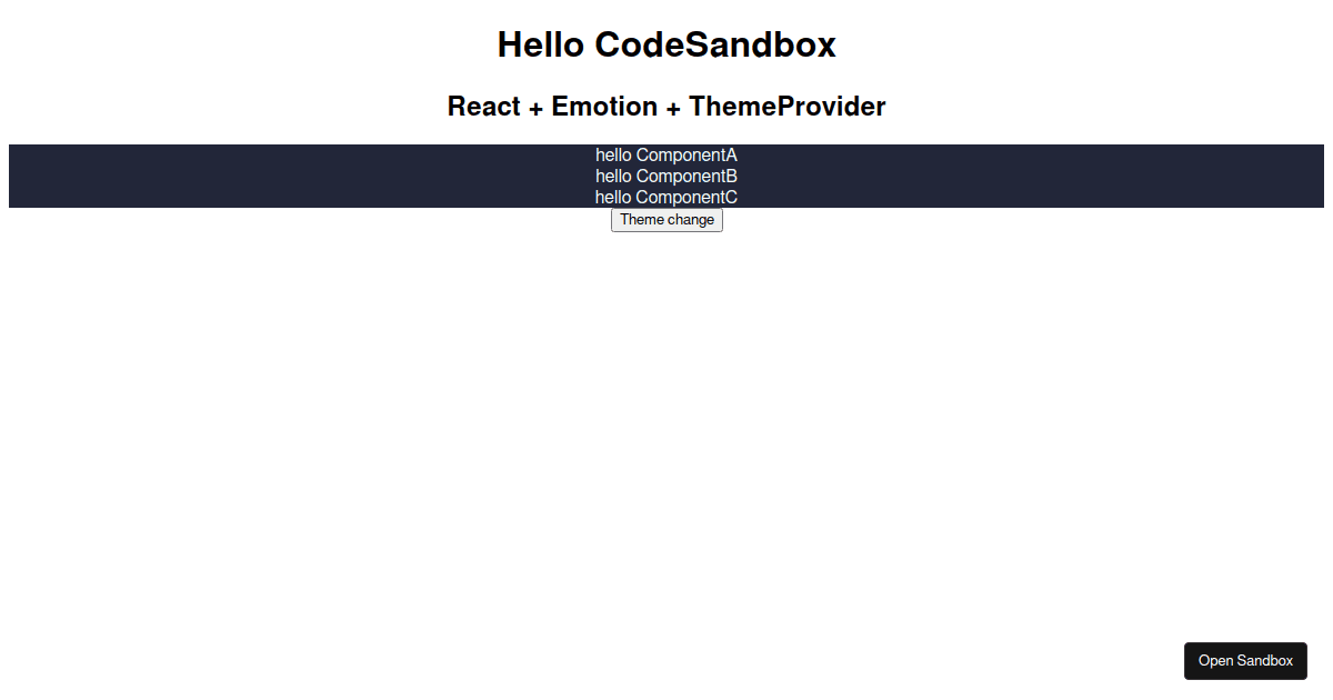 React + Emoion + ThemeProvider - Codesandbox