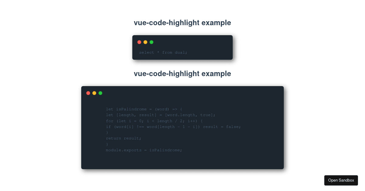 vue-code-highlight-example (forked) - Codesandbox