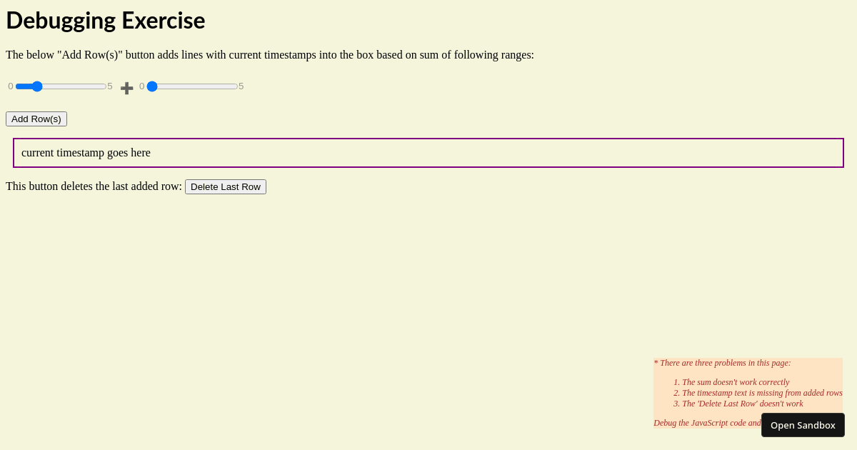 debug-exercise - Codesandbox
