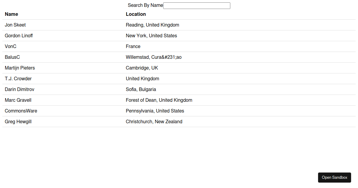 Stack Overflow Table Codesandbox