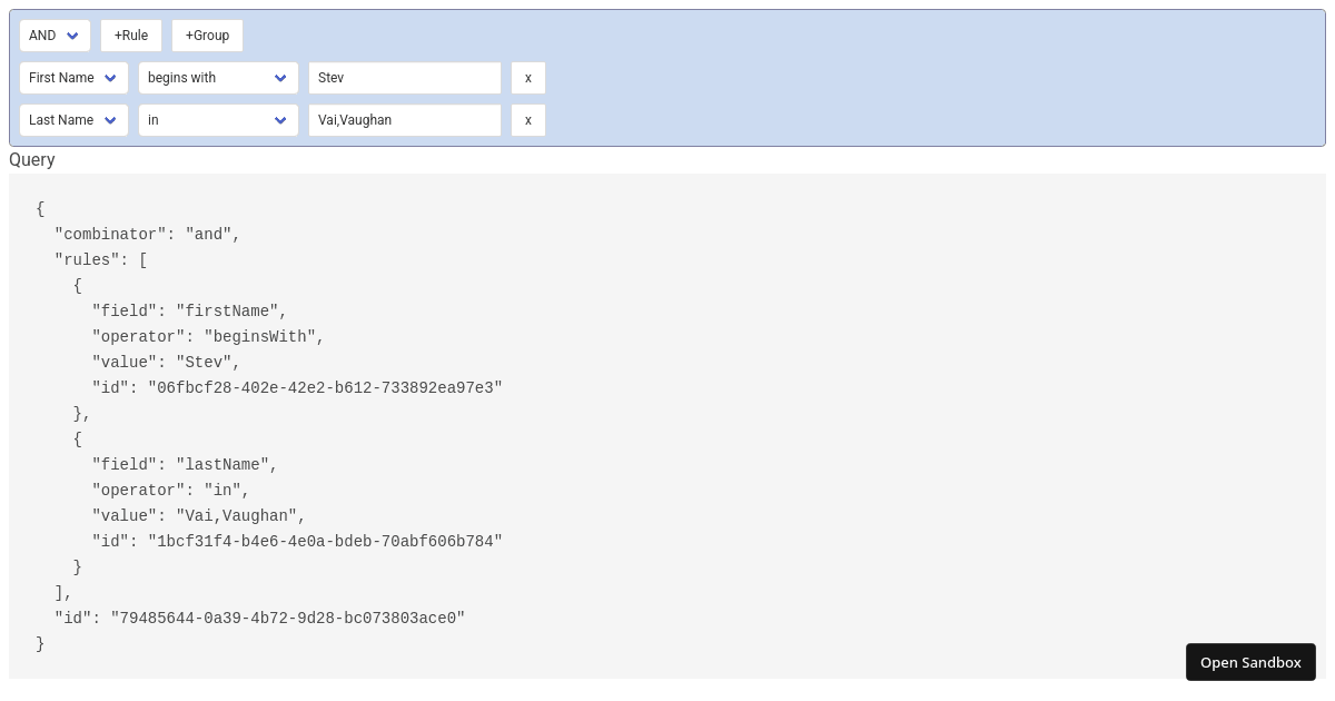 react-querybuilder-bulma-example - Codesandbox