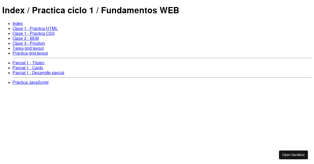 Práctica ciclo 1 - Codesandbox
