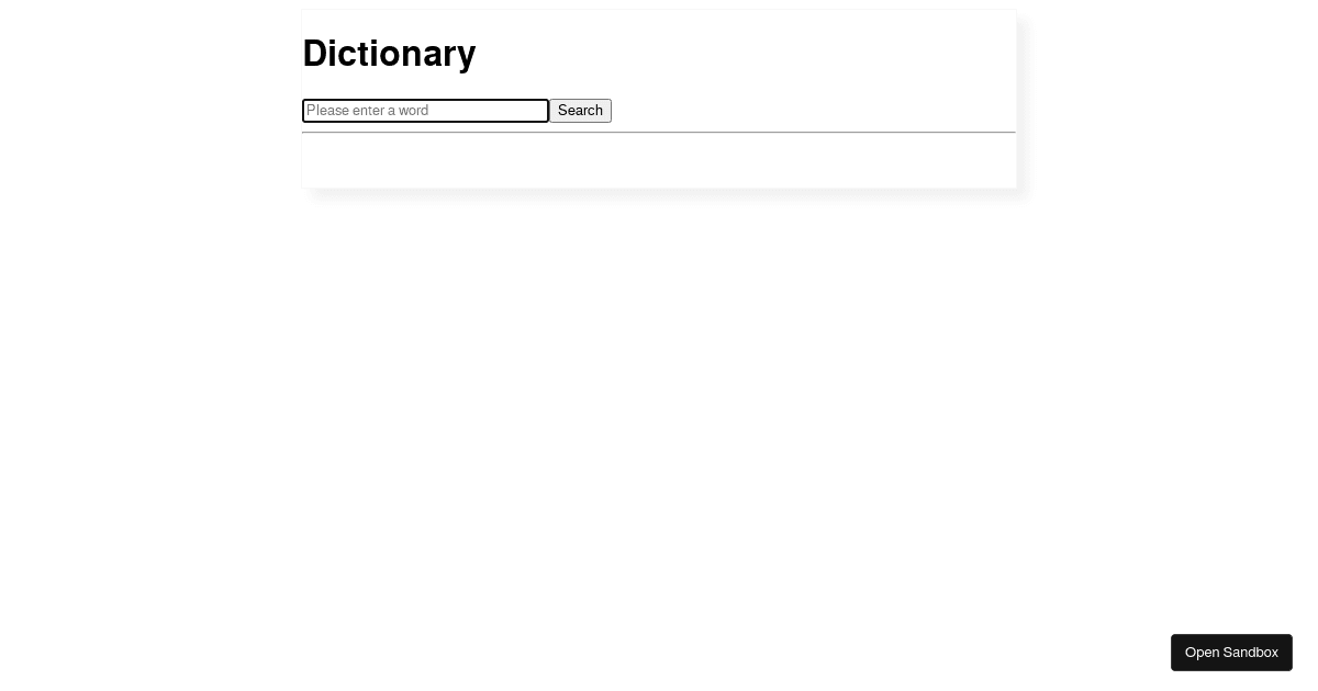 Dictionary - Codesandbox