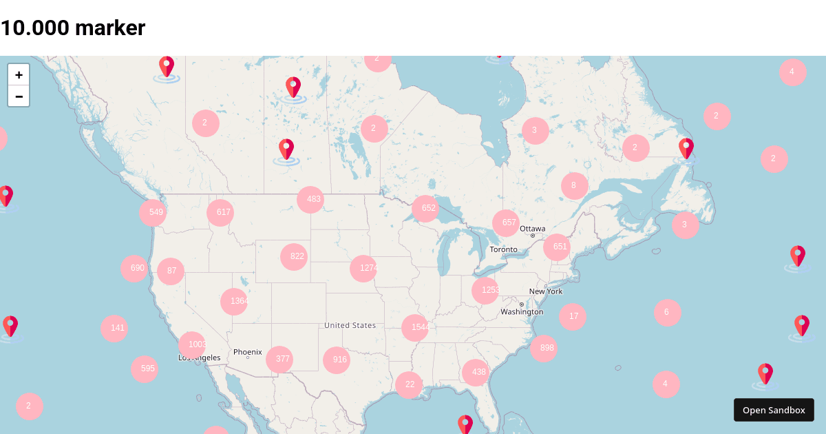 React leaflet geojson clustered markers (forked) - Codesandbox