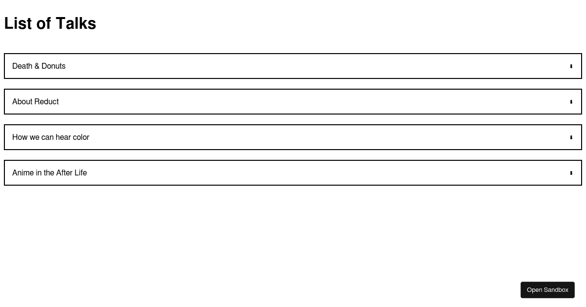 React Example Accordion Component Codesandbox