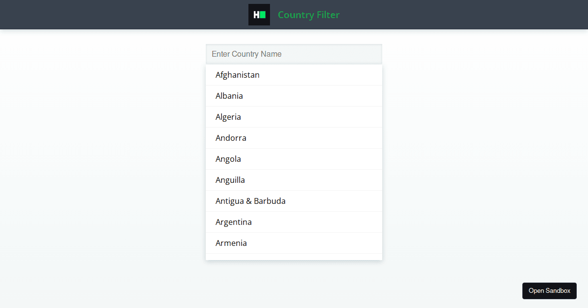 country-filter - Codesandbox
