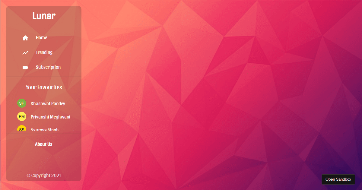 Lunar Sidebar - Codesandbox