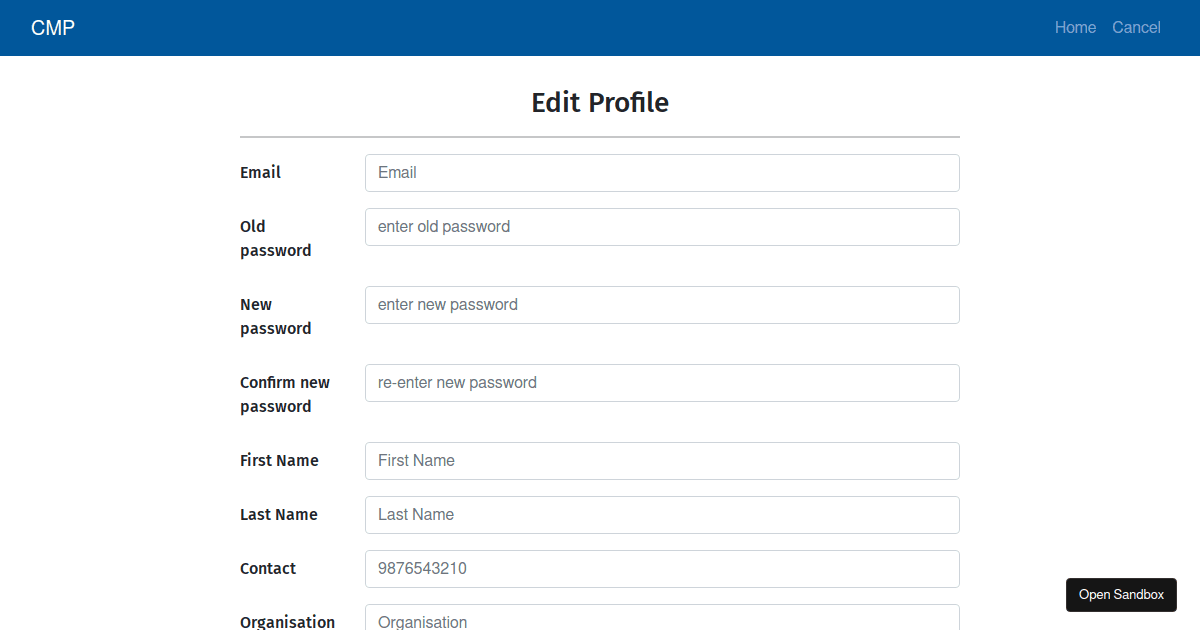 Edit Profile - Codesandbox