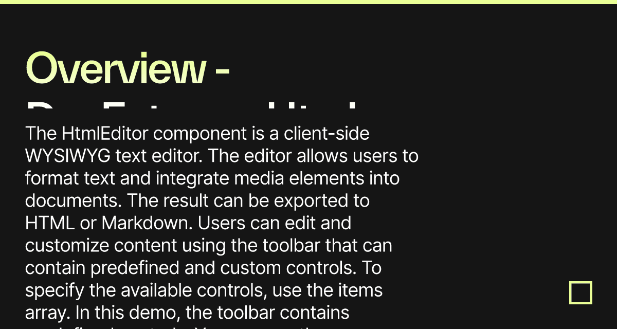 Overview - DevExtreme Html Editor - Codesandbox